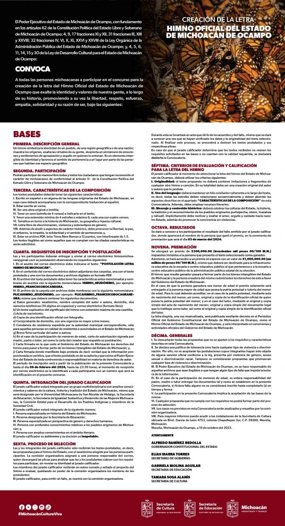 CULTURA | Creación de la letra del himno oficial del estado de ...